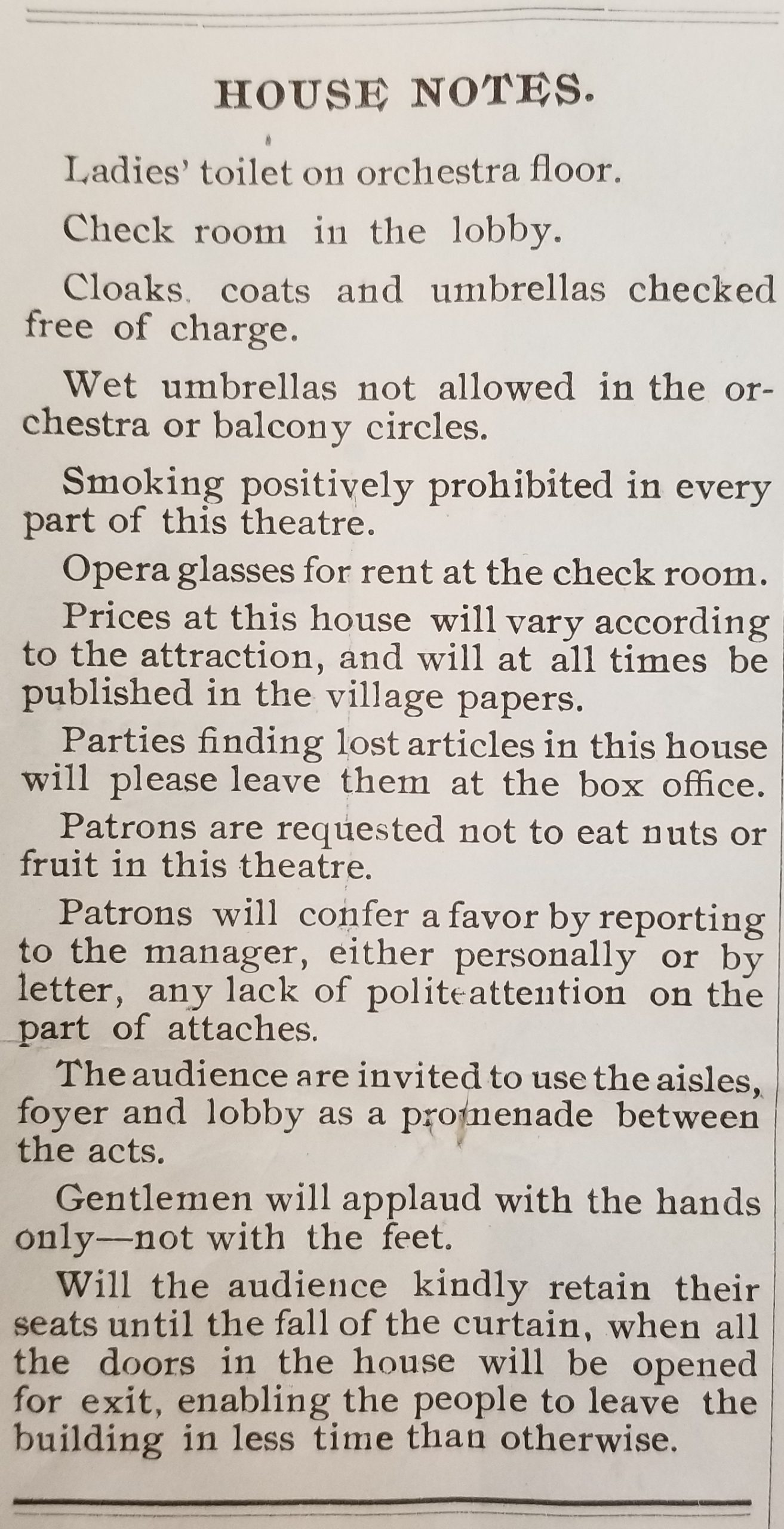 SMITH HISTORY BLOG: House Rules / House Notes – Smith Center for the Arts